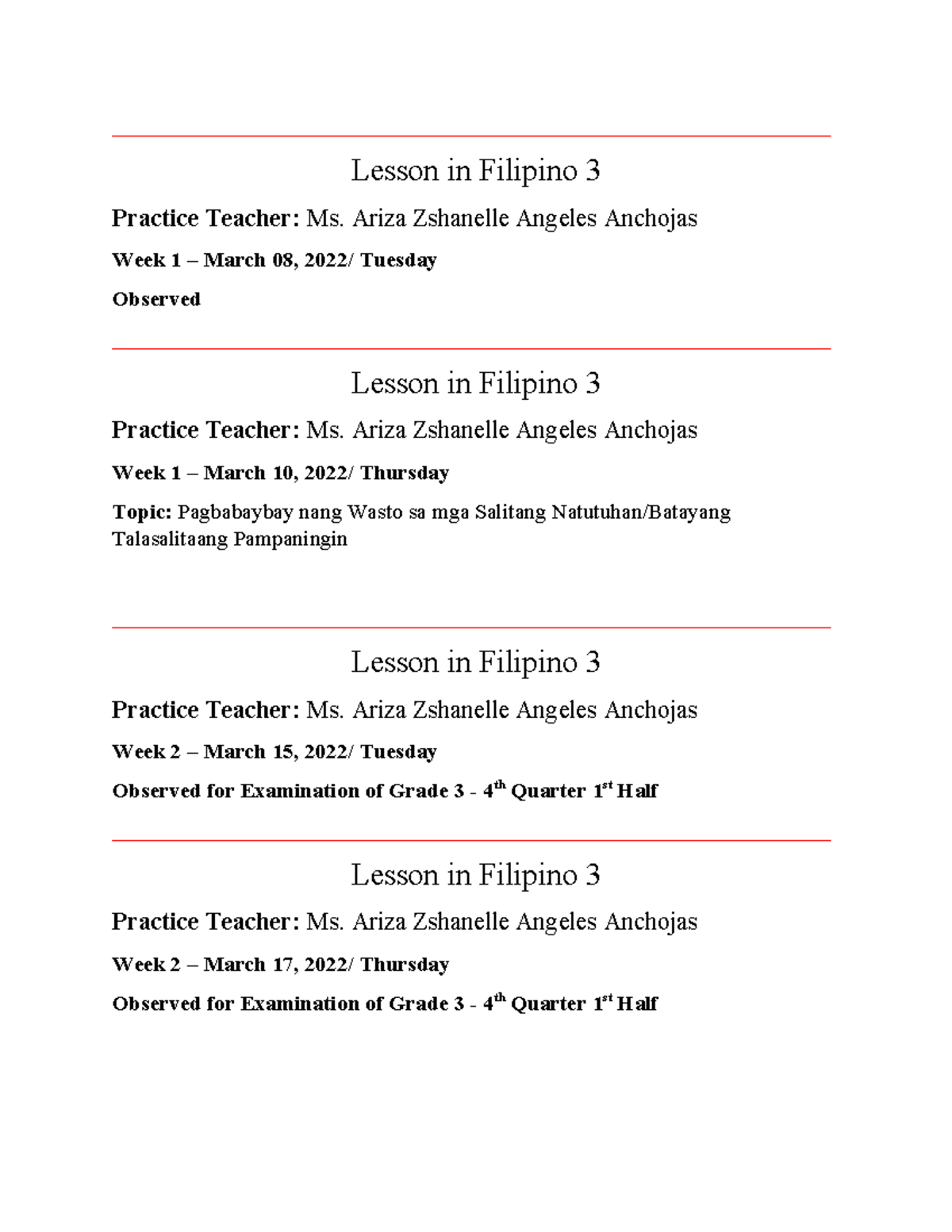 Compilation of Lesson in Filipino - - Studocu