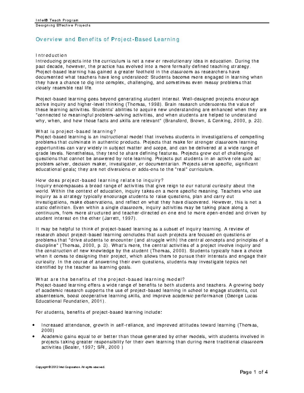 Benefits of project-based learning - D e sign in g Effe ct ive Pr oj e ...