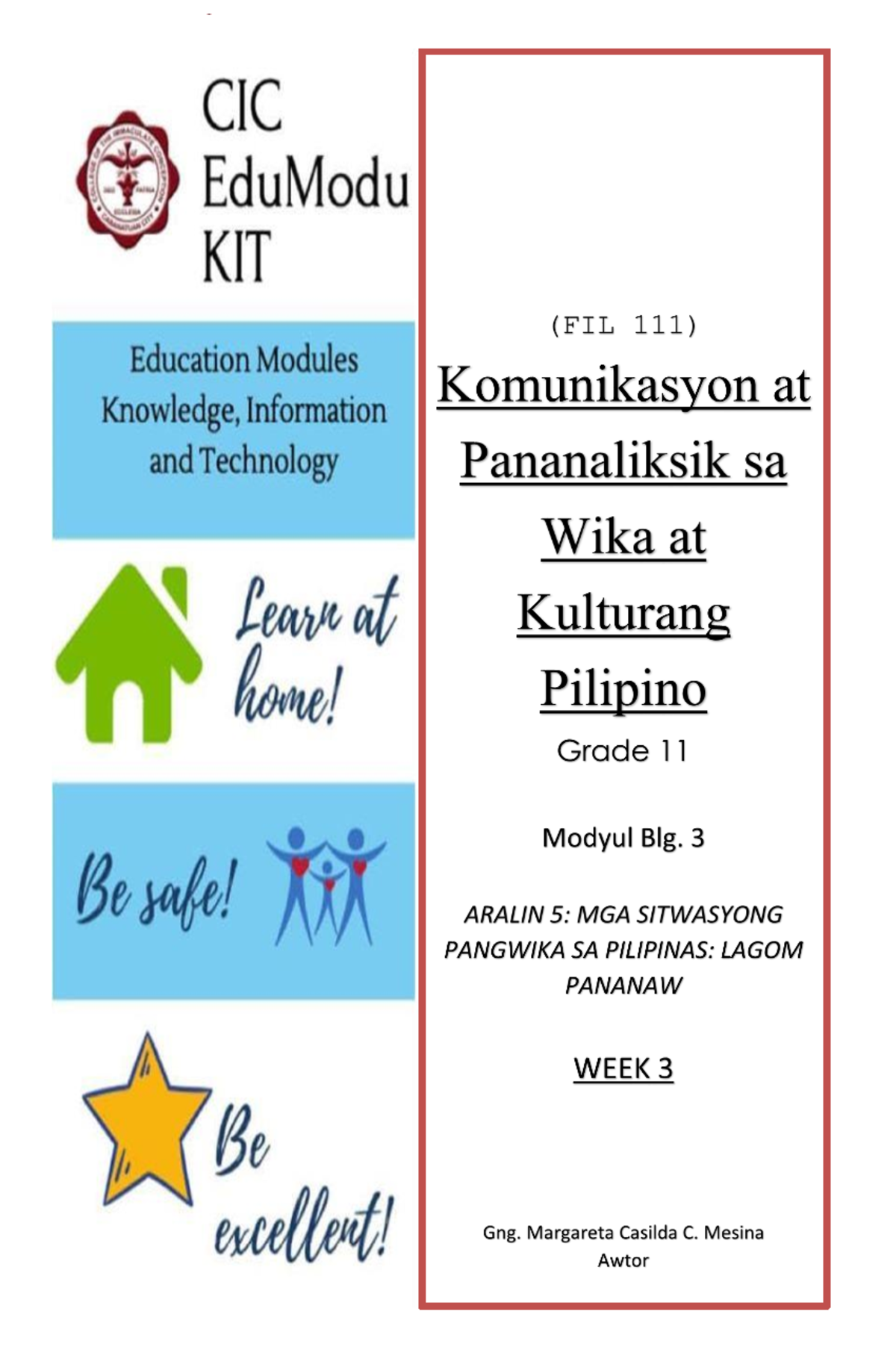 FIL-111 - Module 1 - SENIOR HIGH SCHOOL DEPARTMENT Socially Responsible ...