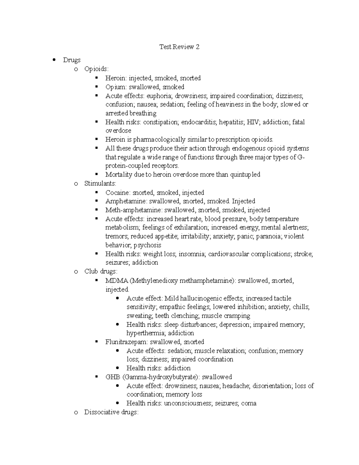 Test Review 2 - Summary Health Psychology - Test Review 2 Drugs o ...