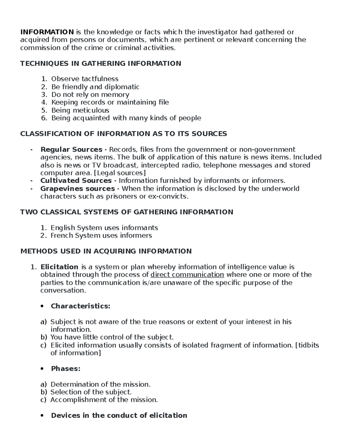 4 Is OF INVESTIGATION - INFORMATION is the knowledge or facts which the ...