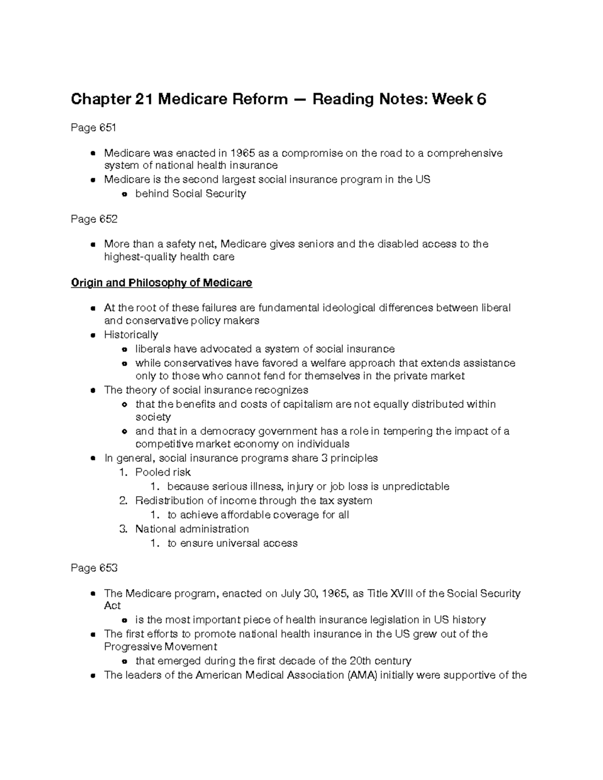 Hit Pol 100 - Ch. 21 Medicare Reform - Reading Notes - Chapter 21 ...