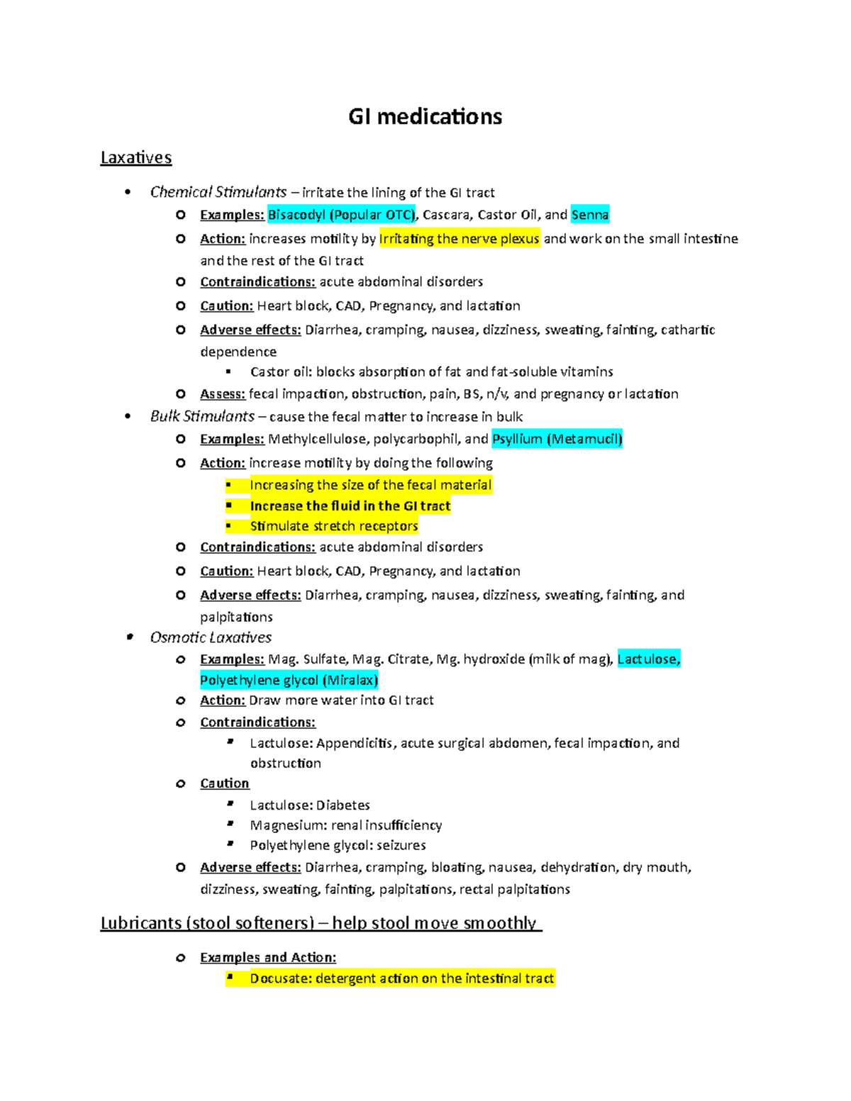 GI medications - GI stimulants and antidiarrheal drugs - GI medications ...
