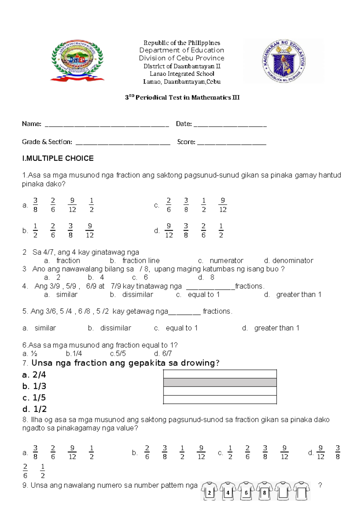 3rd Quarter Math III - Lesson Plan - Republic of the Philippines ...
