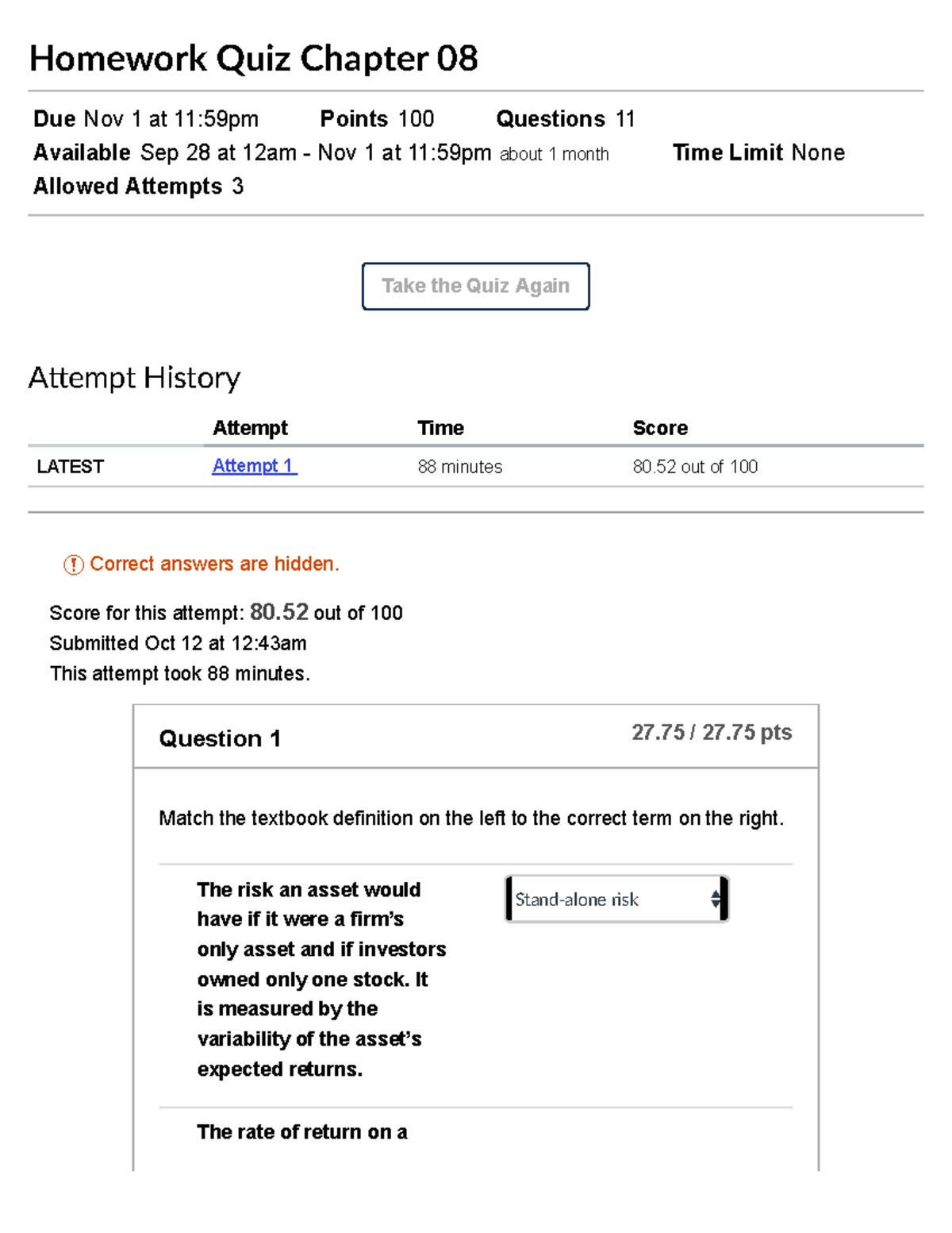 Homework Quiz Chapter 08: FIN3403 B51 1208 - Homework Quiz Chapter 08 ...