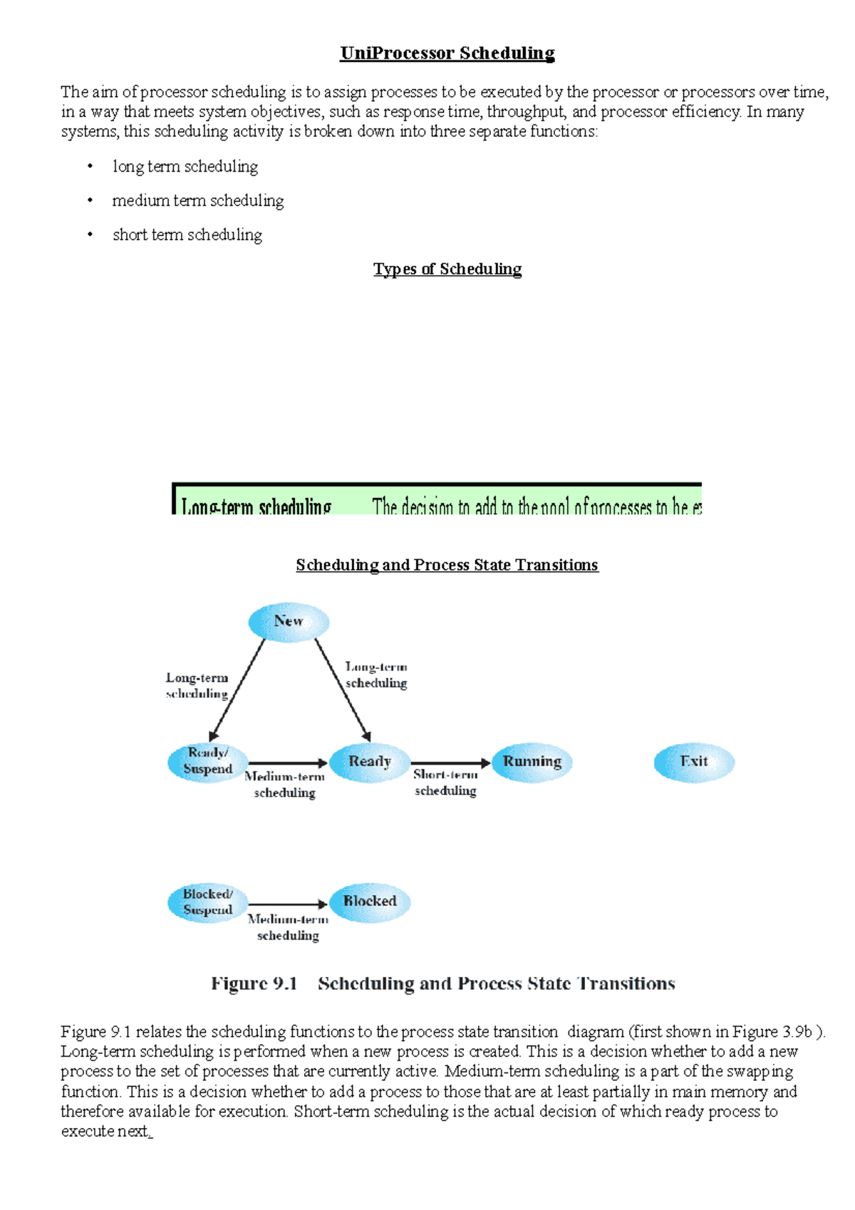 Uniprocessor Scheduling Ch 09 Uniprocessor Scheduling The Aim Of Processor Scheduling Is To