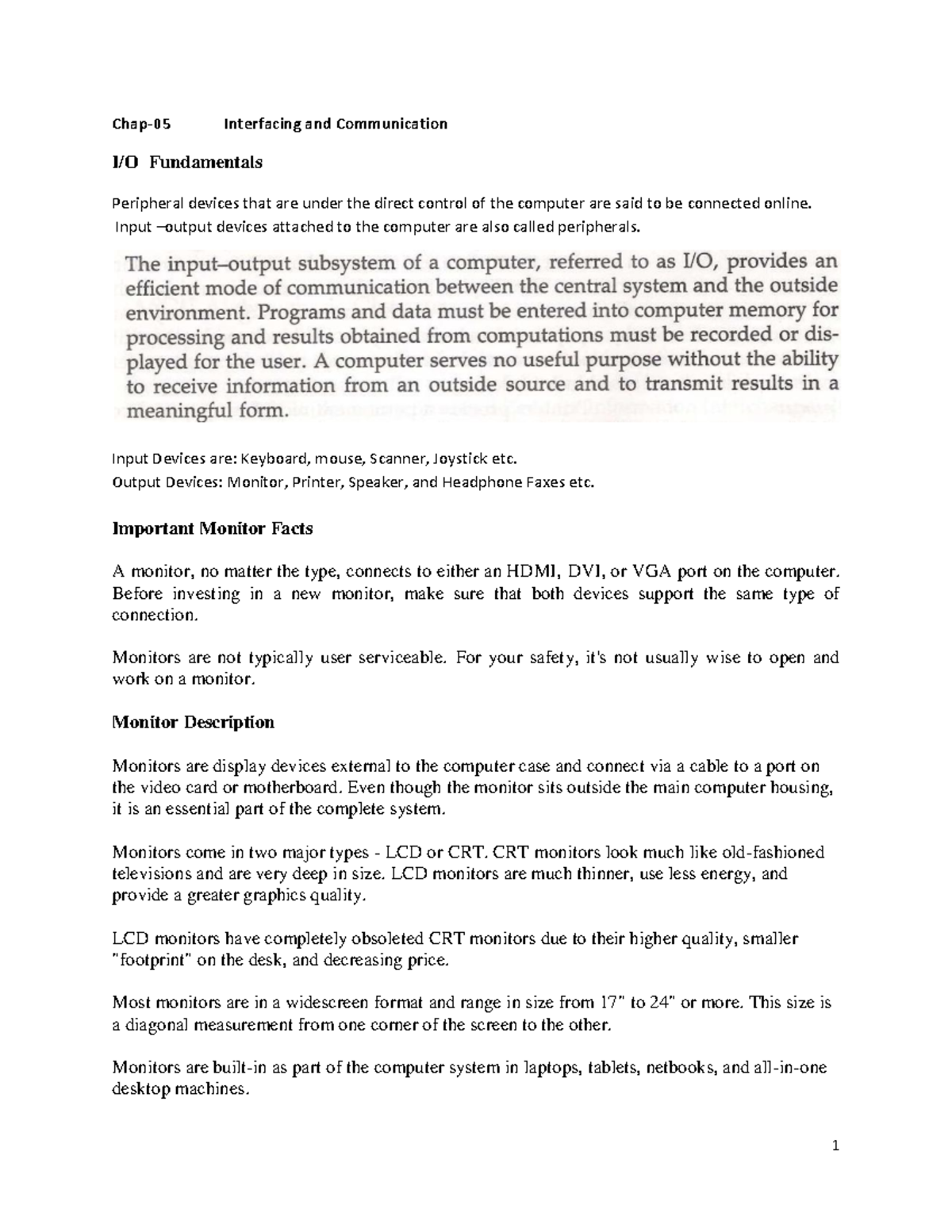Chapter 5 &6 - Computer - Chap-05 Interfacing and Communication I/O ...