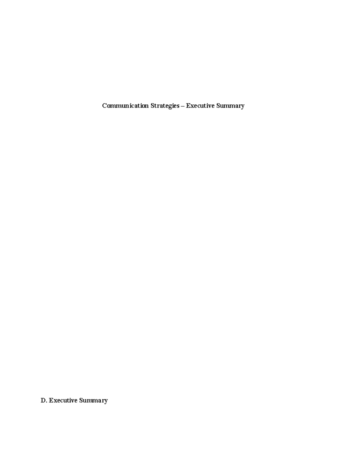 C204 Task 2 - Executive Summary - C204 - Communication Strategies ...