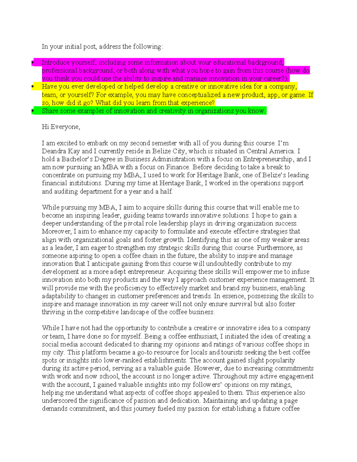 Module One - Initial Discussion - In your initial post, address the ...