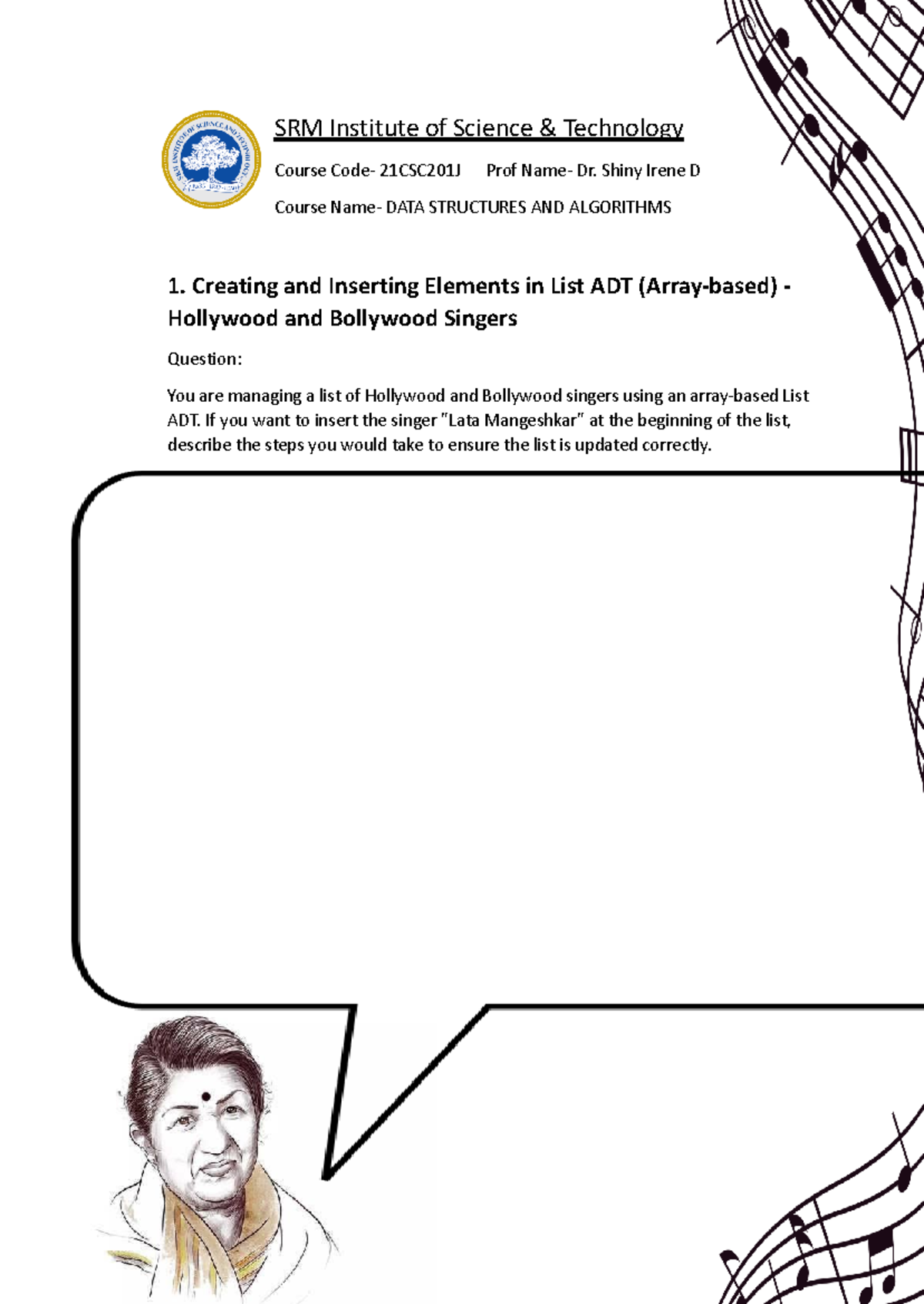 Dsa1 unit2 - notes - SRM Institute of Science & Technology Course Code ...