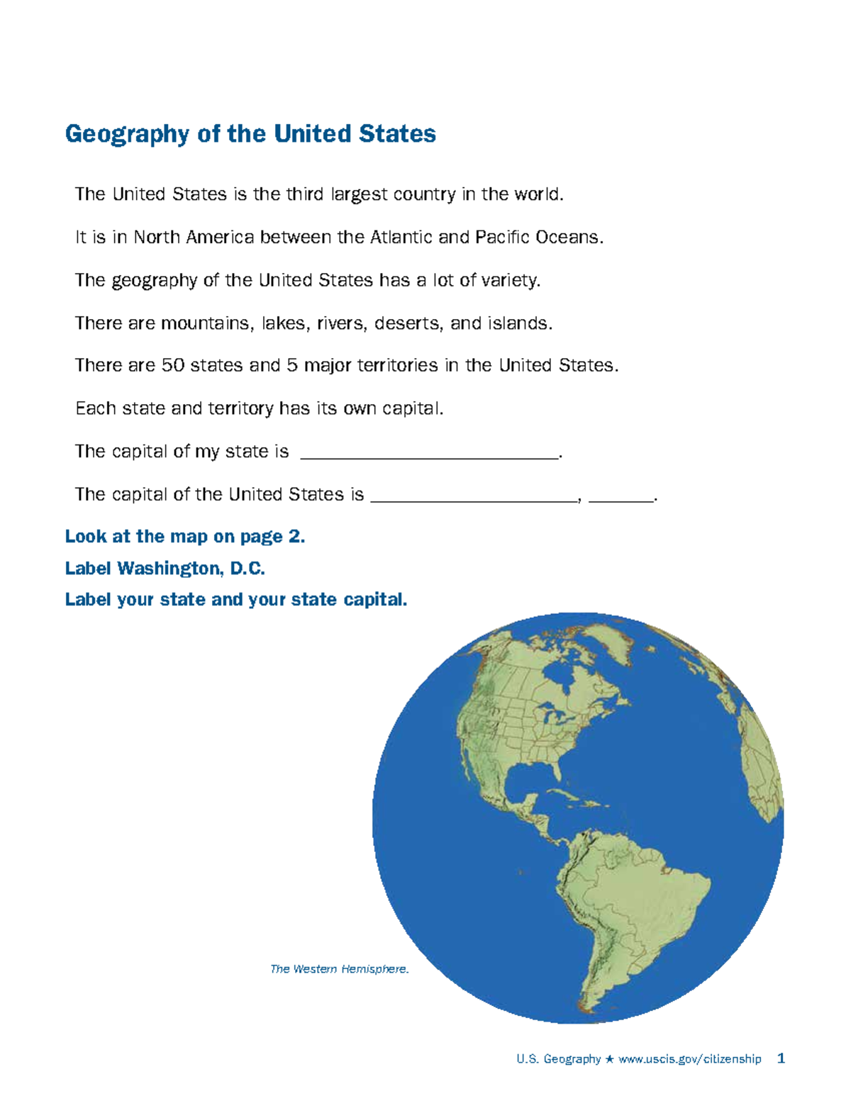 US geography handouts - Sobre - Geography of the United States The ...