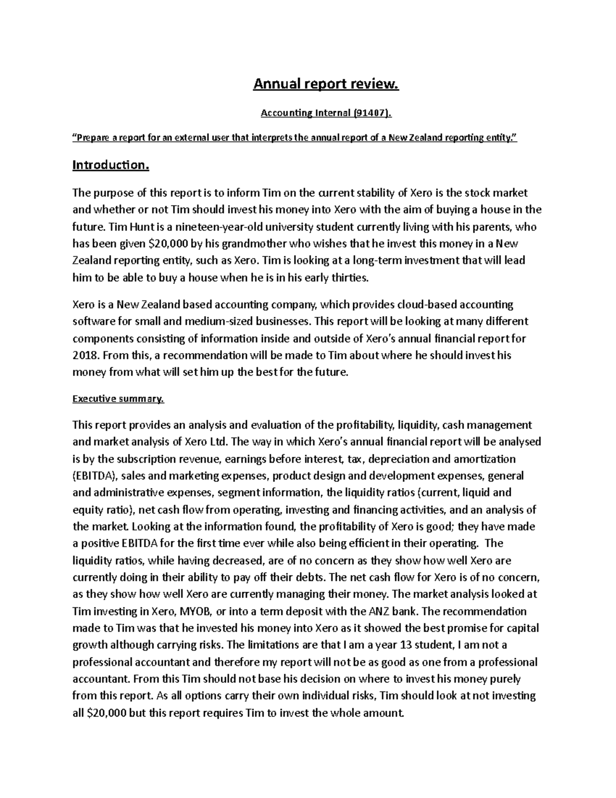 Xero Report - Annual report review. Accounting Internal (91407 ...