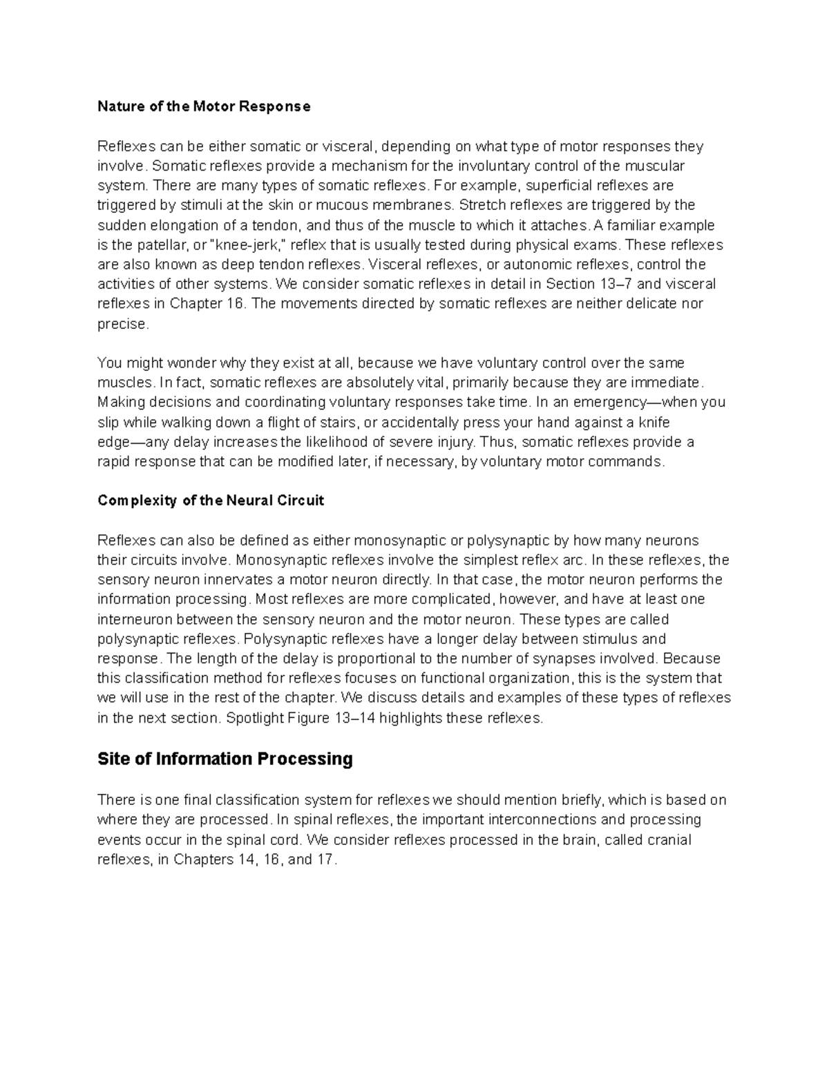 Nature of the Motor Response - Nature of the Motor Response Reflexes ...