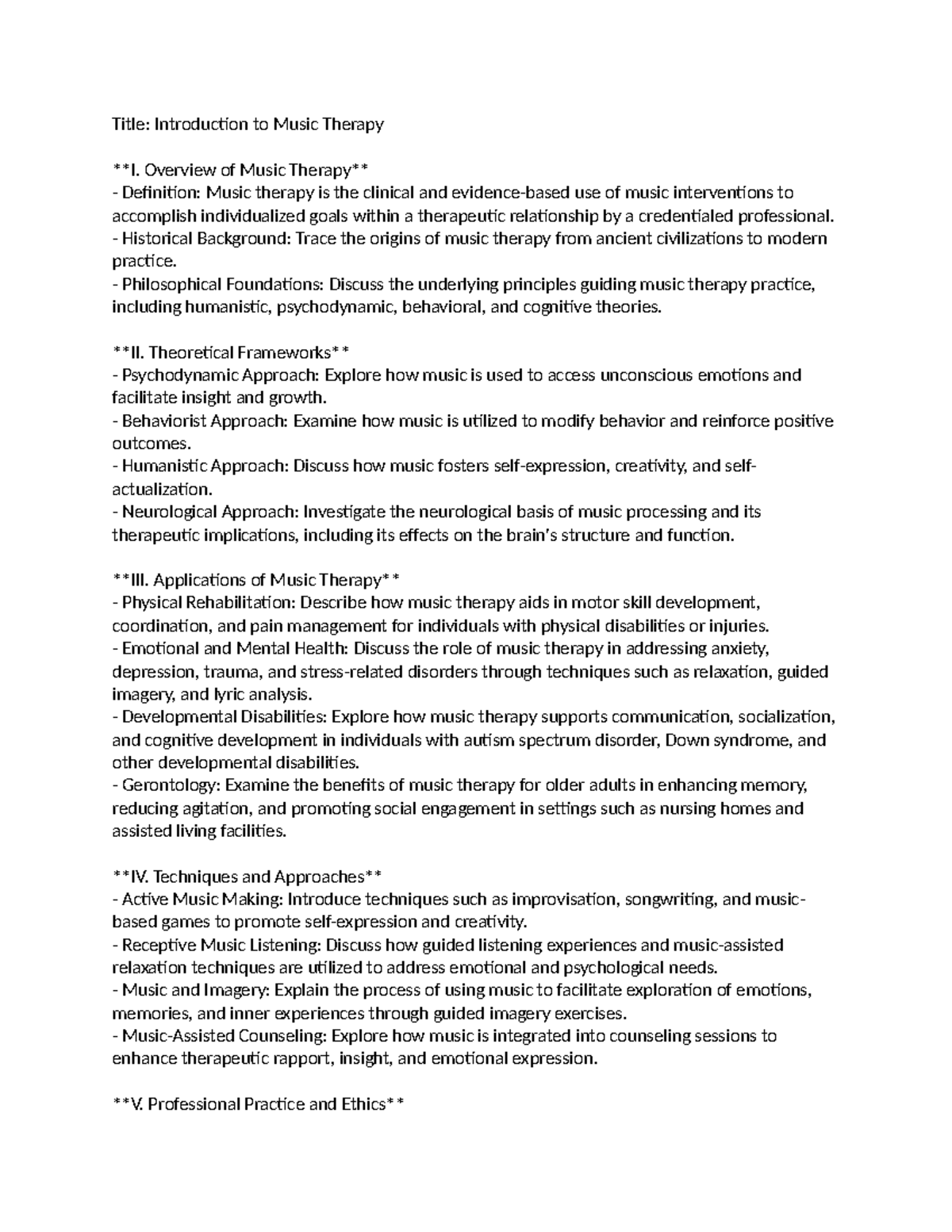 Music therapy intro - Title: Introduction to Music Therapy I. Overview ...