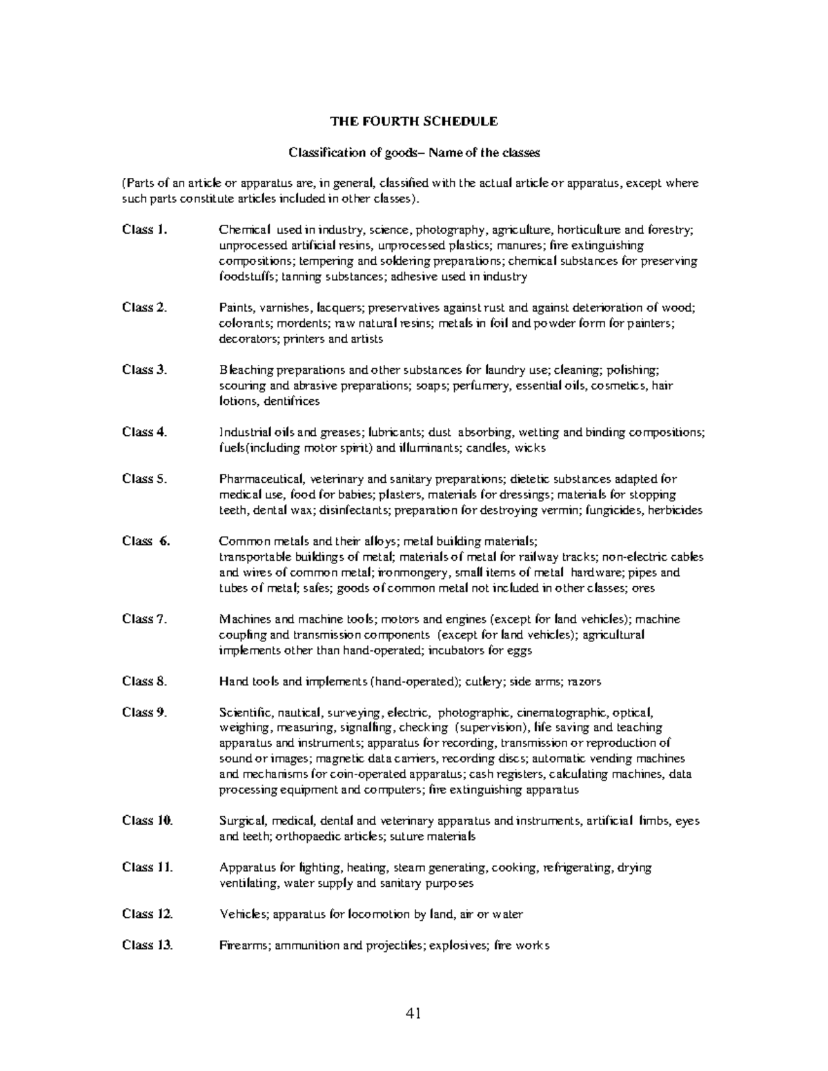 Classification-of-goods - 41 THE FOURTH SCHEDULE Classification of ...