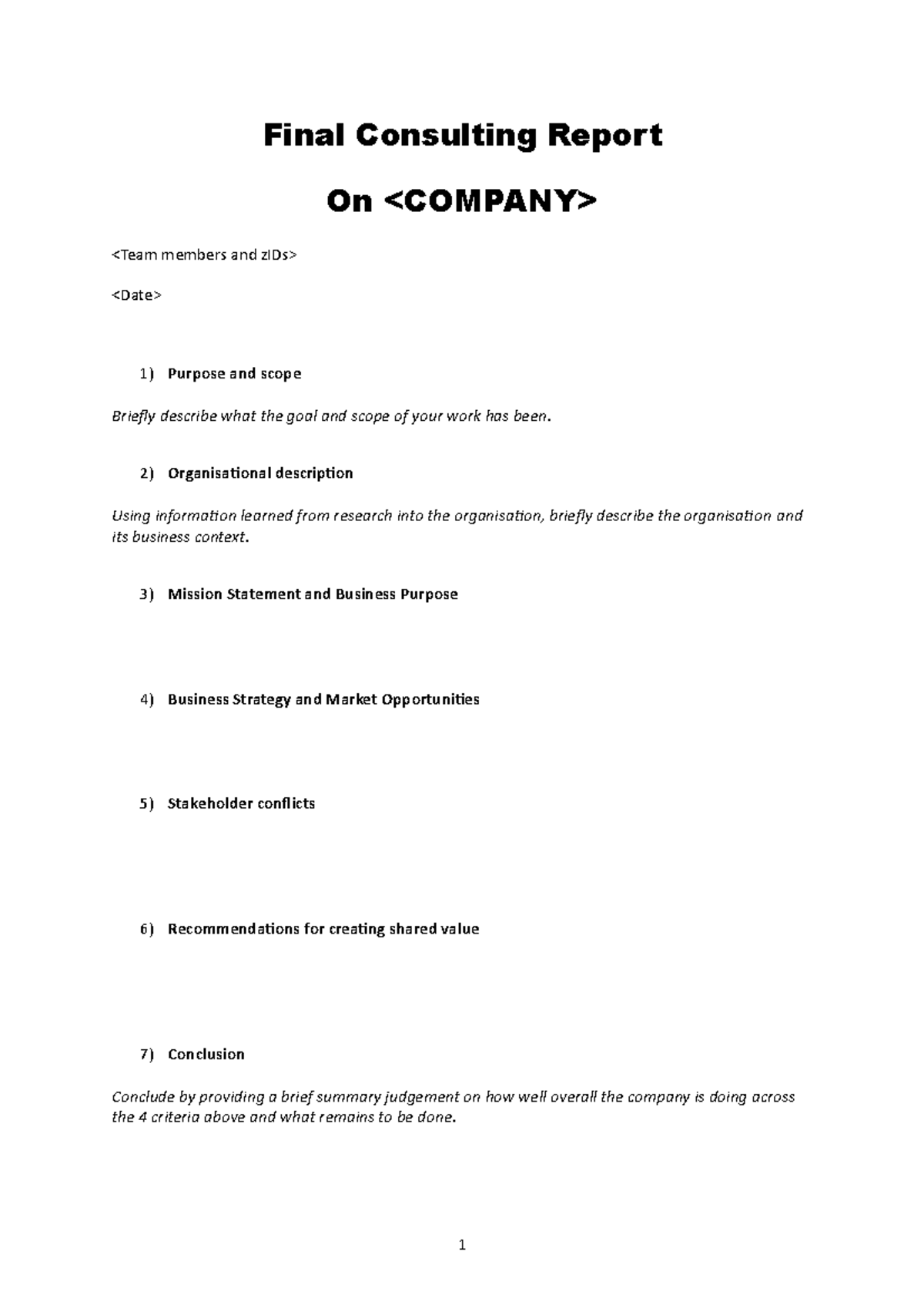 Template for Final Submission - Consulting Report - Final Consulting ...
