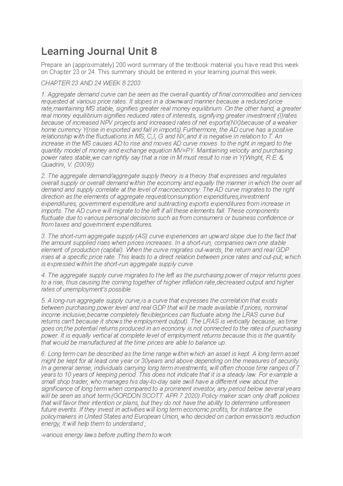 Learning Journal Unit 8-2203 - Learning Journal Unit 8 Prepare an (approximately) 200 word ...