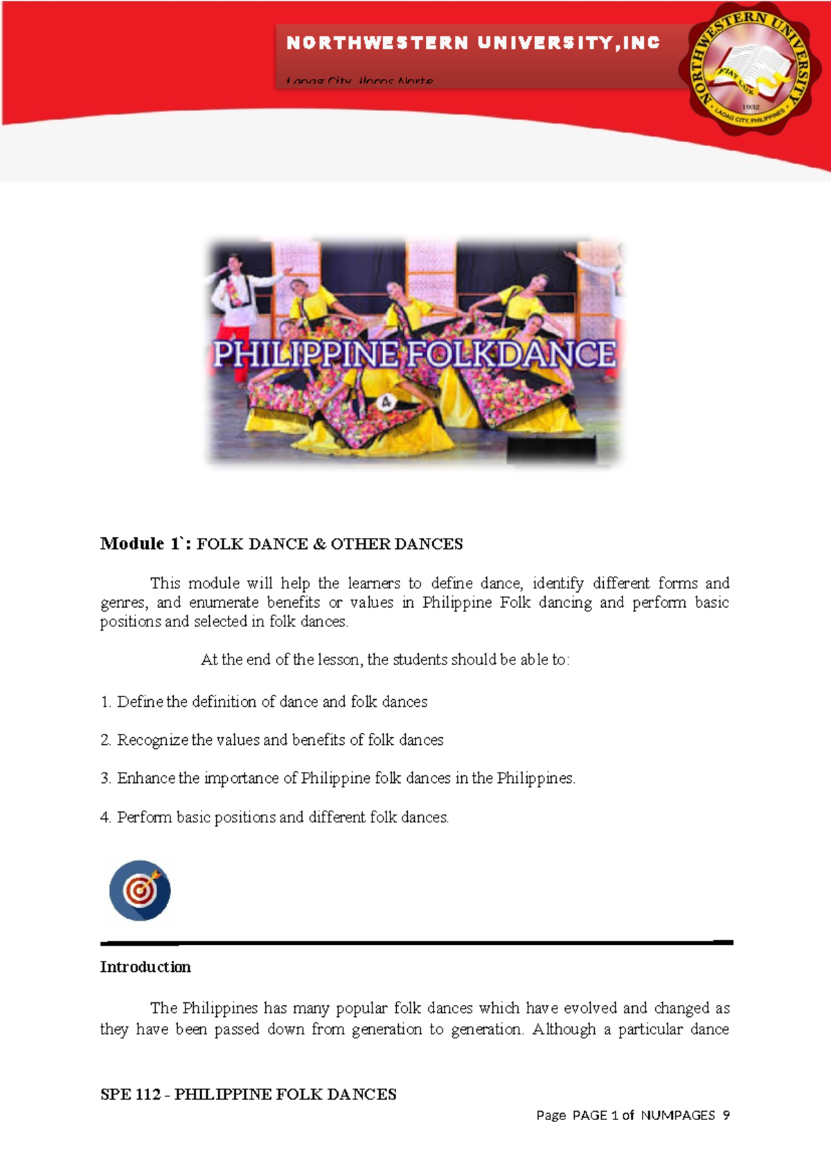 Pathfit Module 1 PFD - Laoag City, Ilocos Norte Module 1`: FOLK DANCE ...