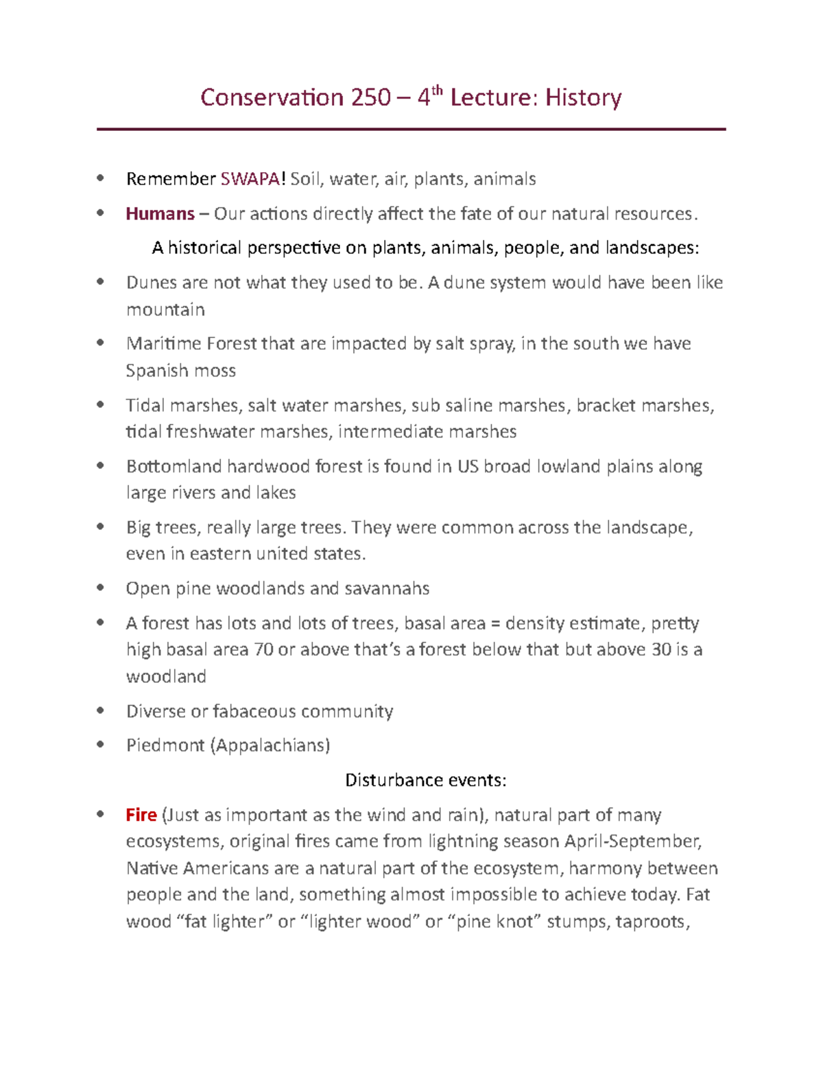 Conservation Lecture: History and Impact on Natural Resources - Studocu