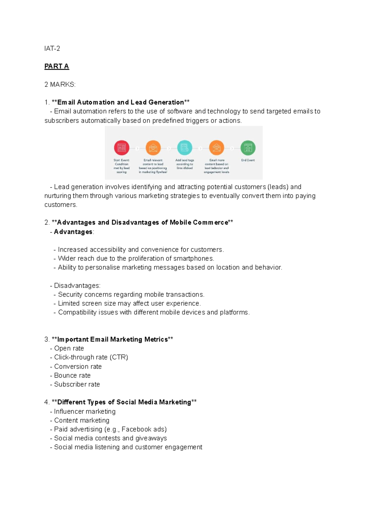 DM Answers - Notes - IAT- PART A 2 MARKS: Email Automation and Lead ...