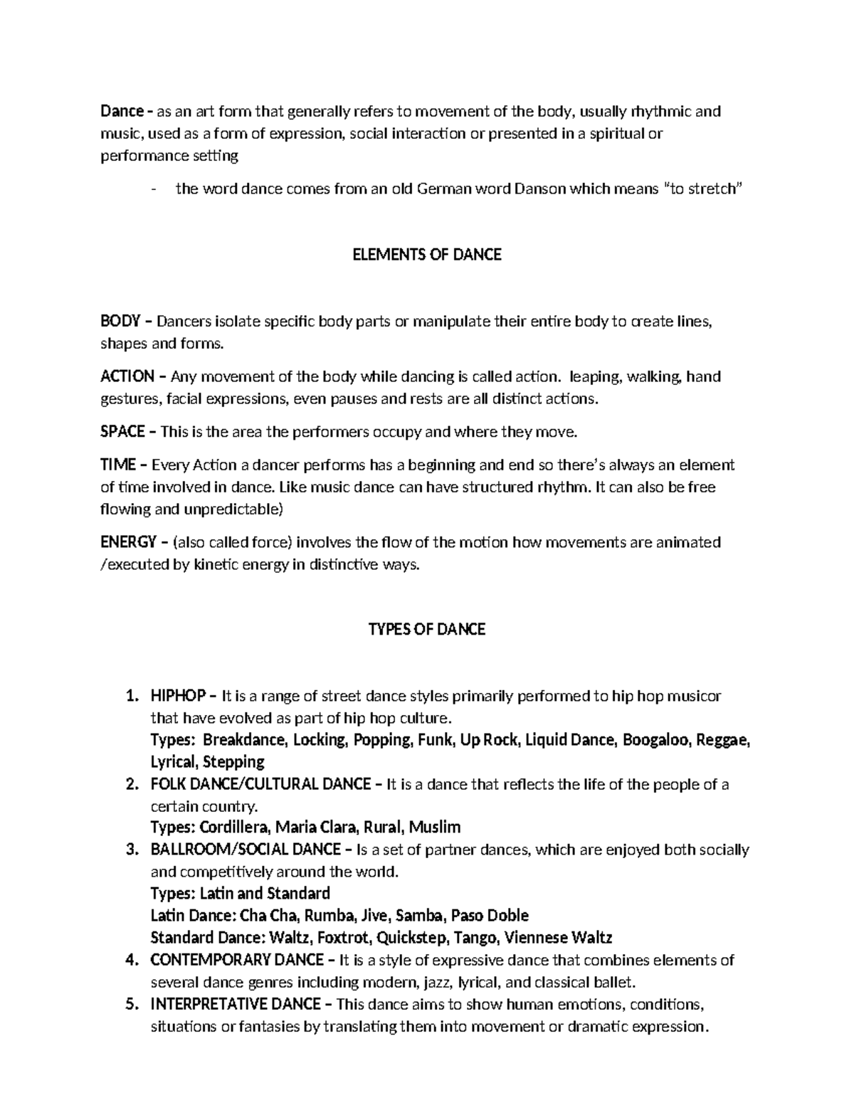 Dance-revised - Dance - as an art form that generally refers to ...