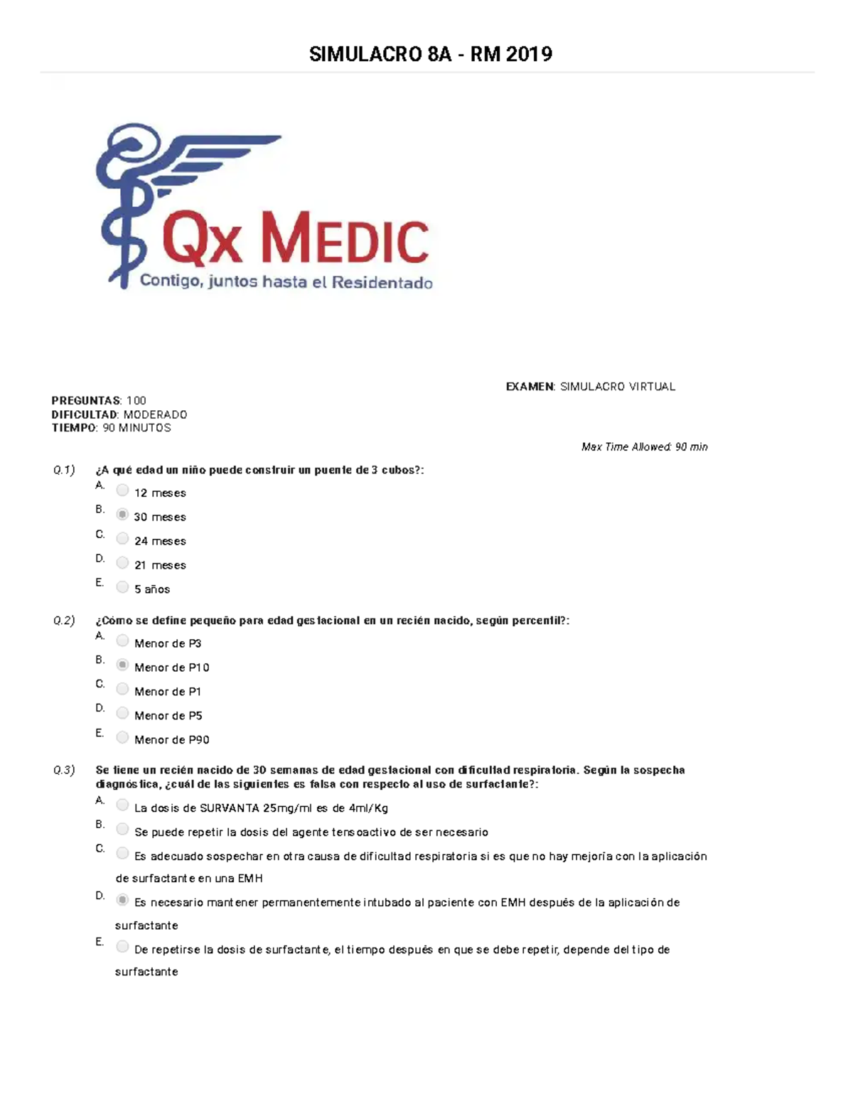 Simulacro qx 2019 - ENAM PREPARACION - SIMULACRO 8A - RM 2019 EXAMEN: SIMULACRO VIRTUAL ...