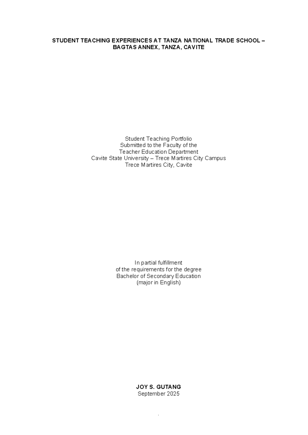 Portfolio-template - Portfolio template - STUDENT TEACHING EXPERIENCES ...