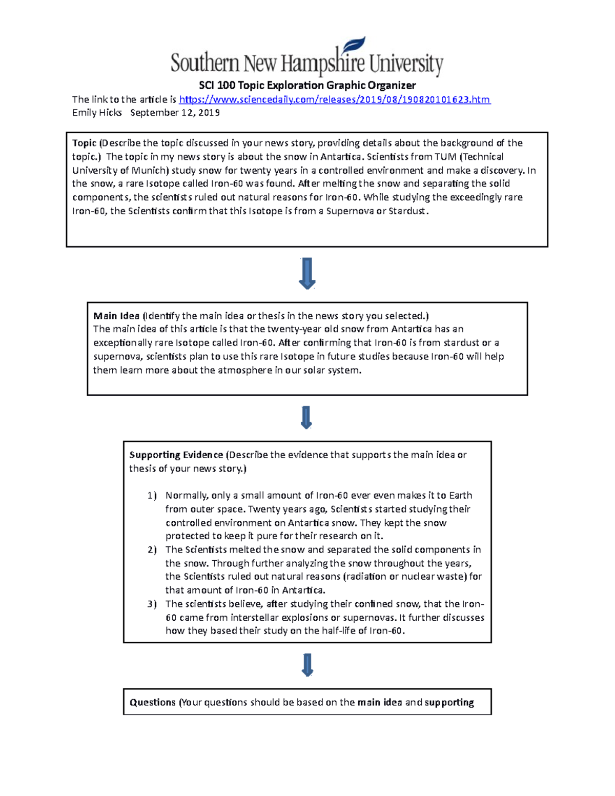 Project 1 SCI-100 Template 2019 - SCI 100 Topic Exploration Graphic ...