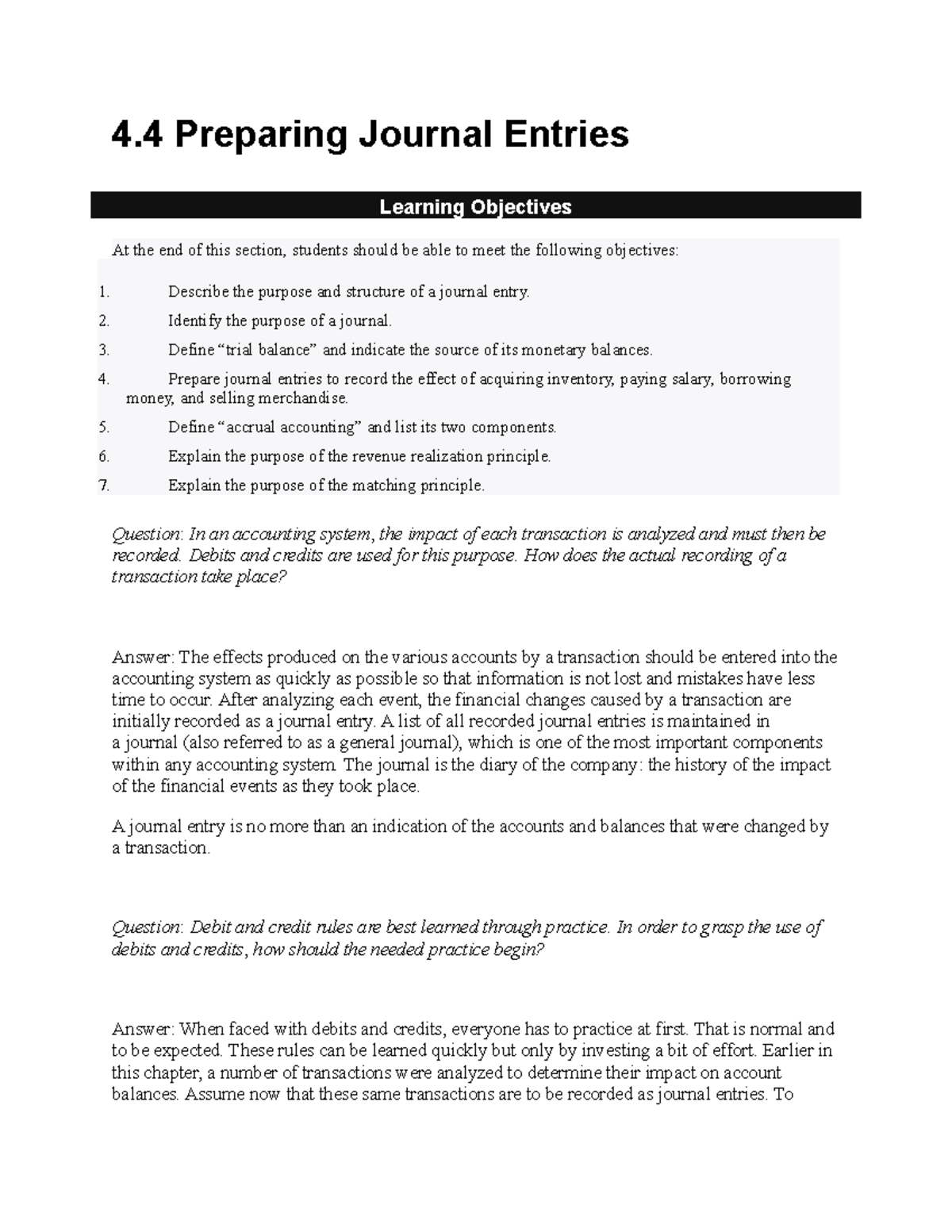 J Ournal Entries - principle accounting - 4 Preparing Journal Entries ...