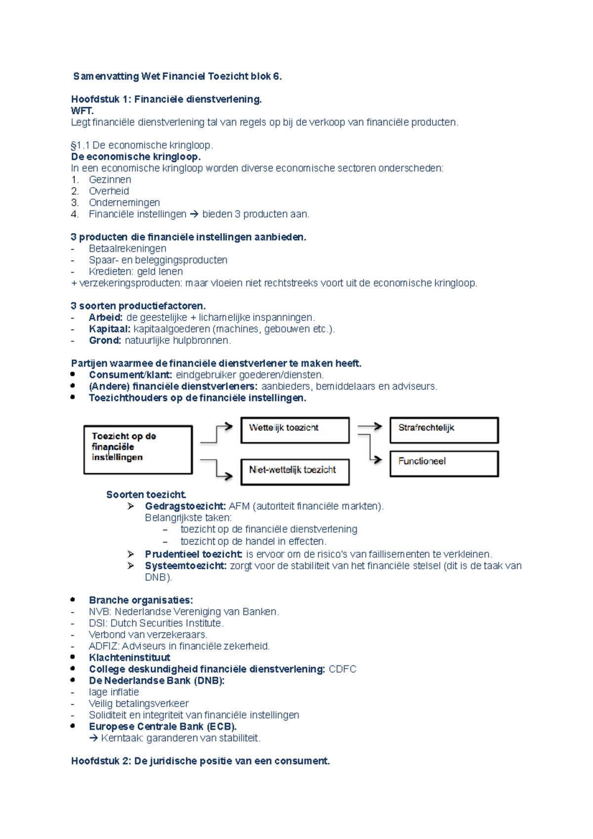Samenvatting Hoofdlijnen Wft College - Samenvatting Wet Financiel ...