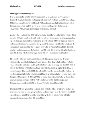 Etos og sjanger - Seminaroppgåve - MEVI104 01. Kortsvar veke 6: Etos og sjanger Den retoriske ...