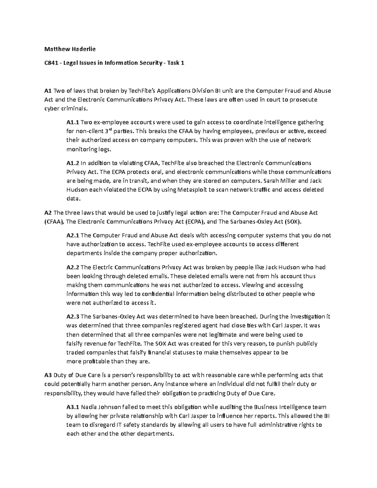 C841 - HEP2 Task 1 - C841 - HEP2 Task 1 - Matthew Haderlie C841 - Legal ...