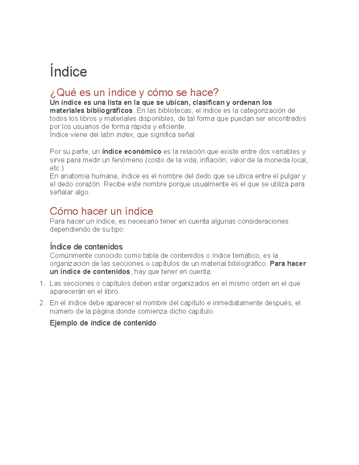 Que Es El Indice En Un Trabajo De Investigacion - Índice ####### ¿Qué ...