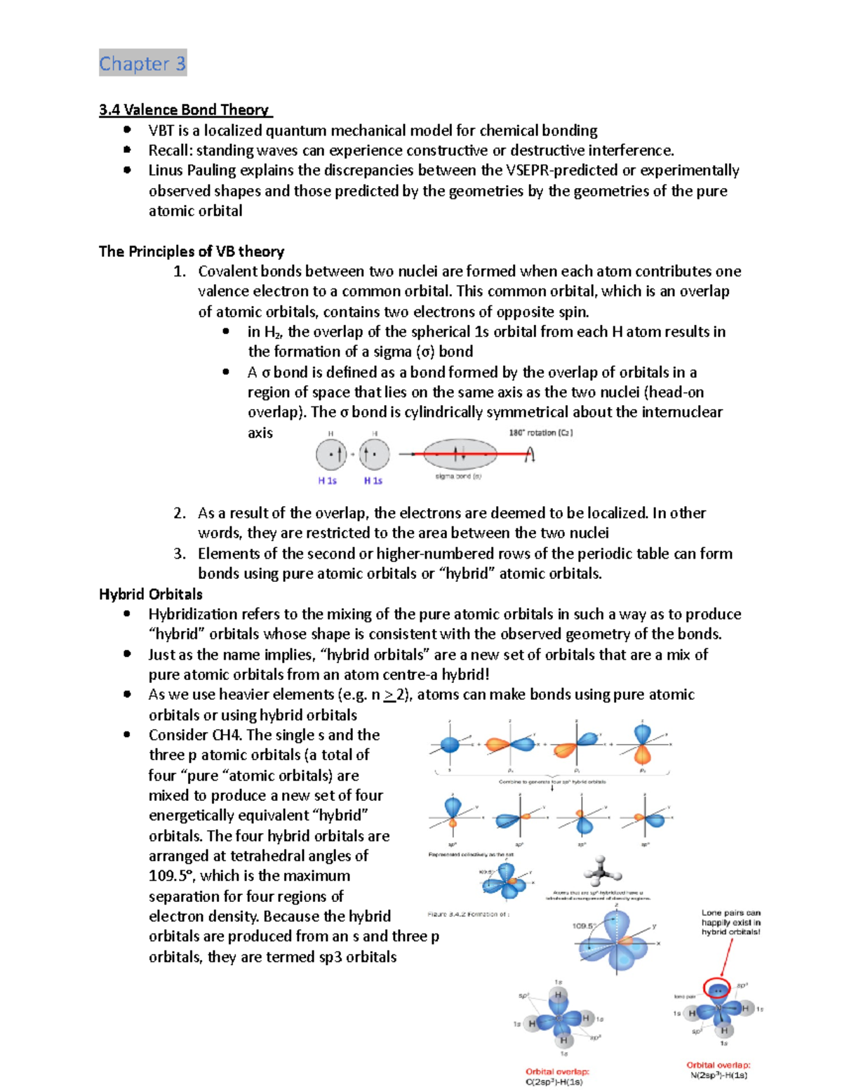 Discovering Chemistry workbook 3.4 notes - Chapter 3 3 Valence Bond ...