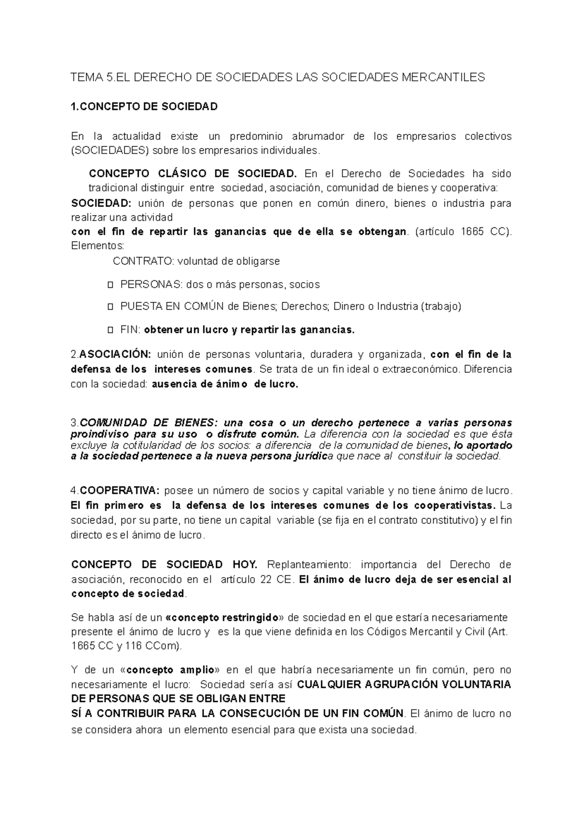 TEMA 5 mercantil - KJJJ - TEMA 5 DERECHO DE SOCIEDADES LAS SOCIEDADES ...