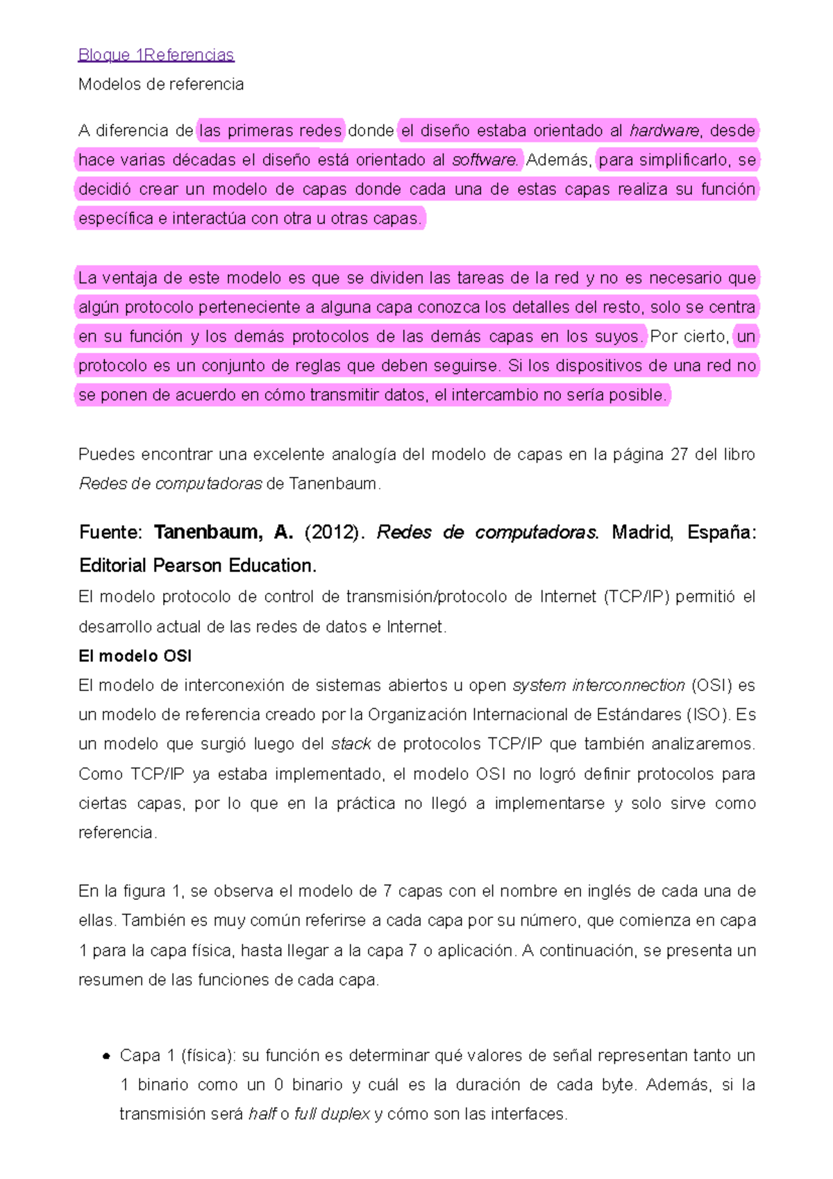 Módulo 1 - Lectura 2 - Bloque 1Referencias Modelos de referencia A ...