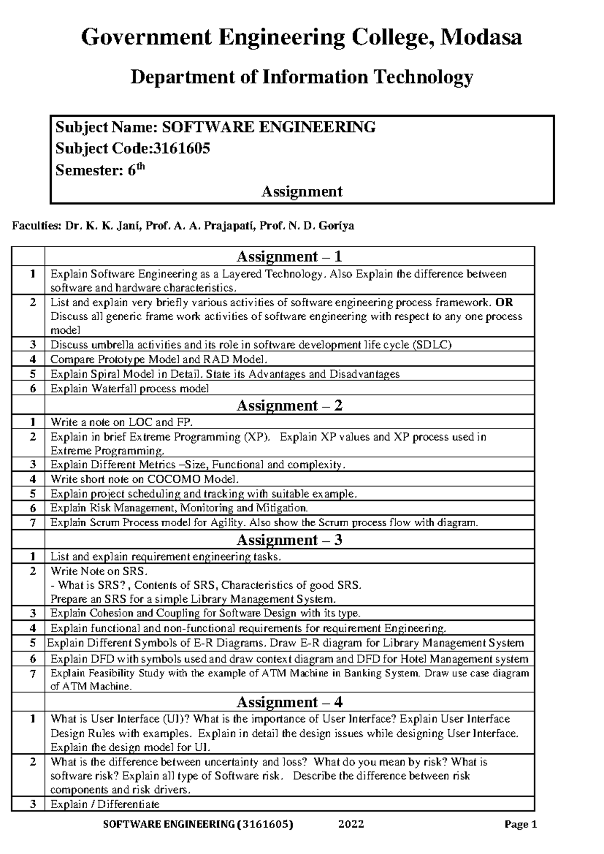 SE-SEM-VI Assignment 2022 - Government Engineering College, Modasa ...