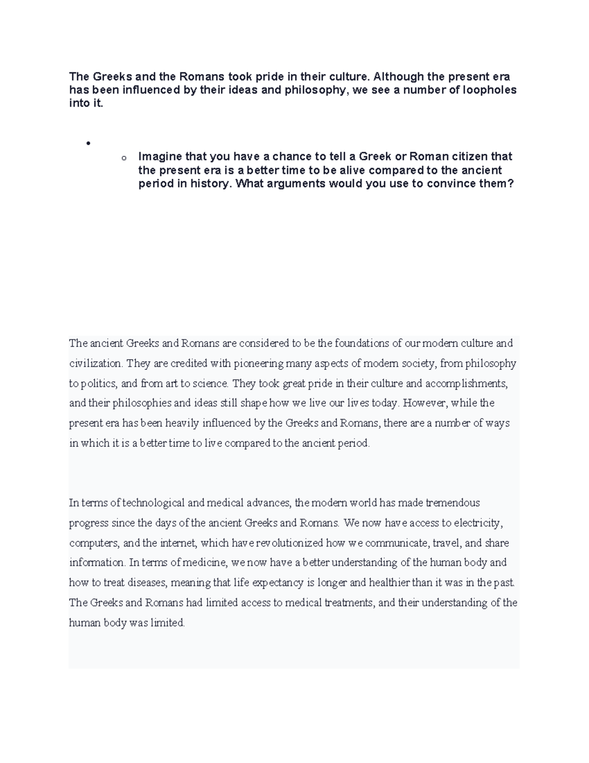 HIST 1421- DIS UNIT 8 - Discussion Forum-unit8 - The Greeks and the ...