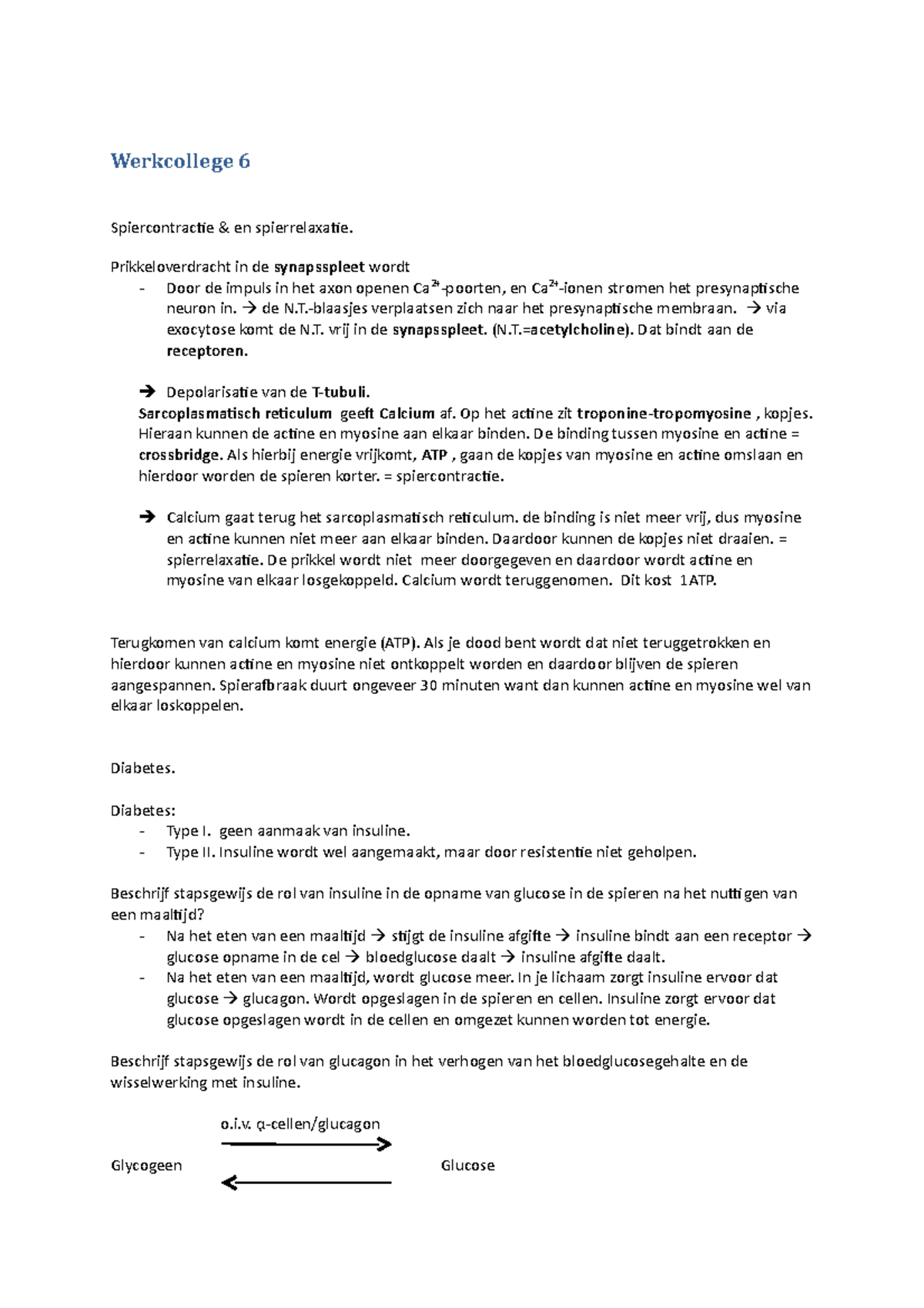 Werkcollege 6 IF - Werkcollege 6 Spiercontractie & en spierrelaxatie ...