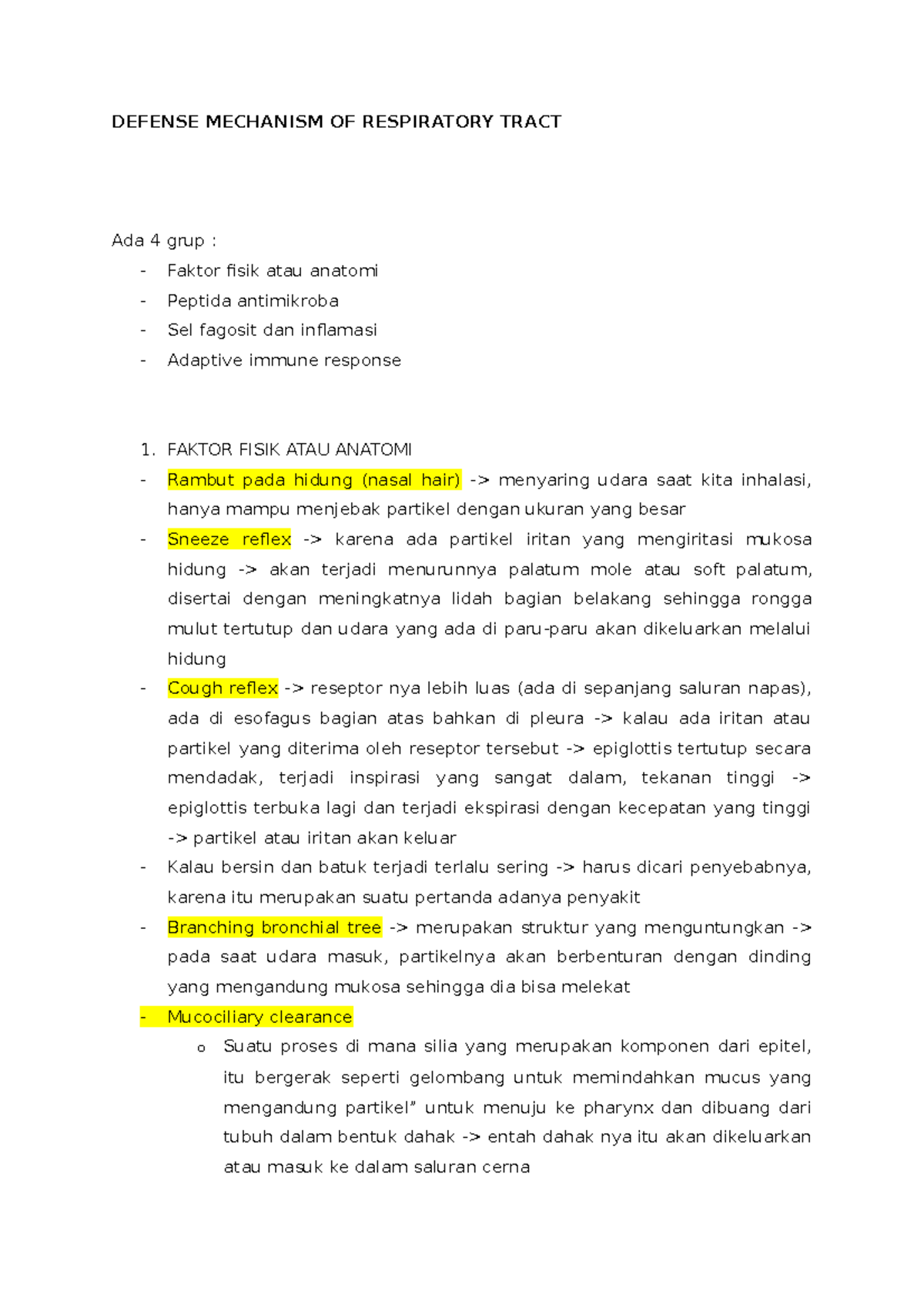 10. Defense Mechanism OF Respiratory Tract - DEFENSE MECHANISM OF ...