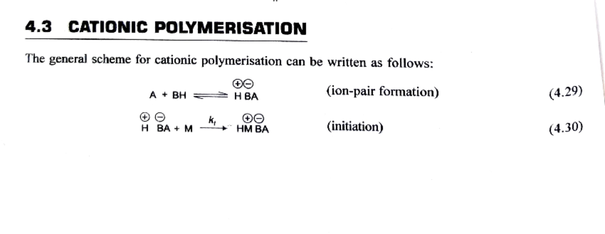 Cationic Polymerisation - 4 CATIONIC POLYMERISATION The general scheme ...