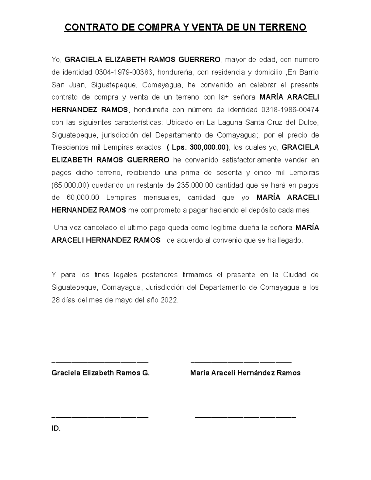 Contrato DE Compra Y Venta DE UN Terreno 22 de mayo del 2021 - CONTRATO ...
