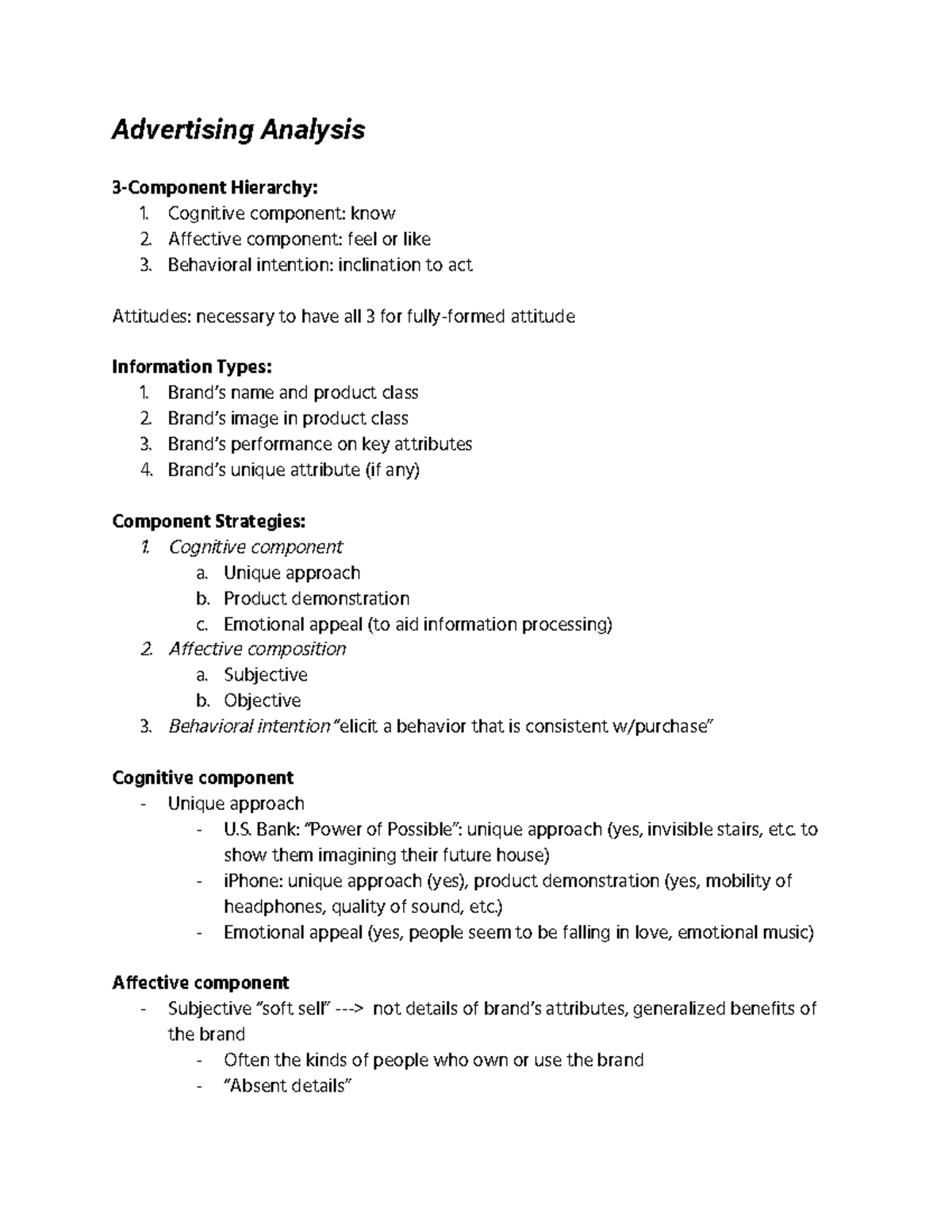 MKT 325 Component Strategies - Advertising Analysis 3-Component ...