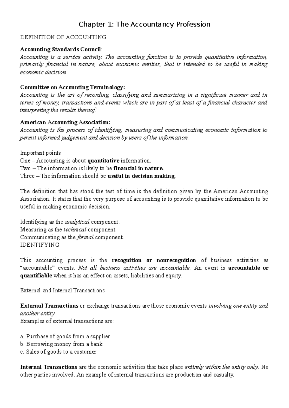 Chapter 1 Summary Conceptual Framework And Accounting Standards