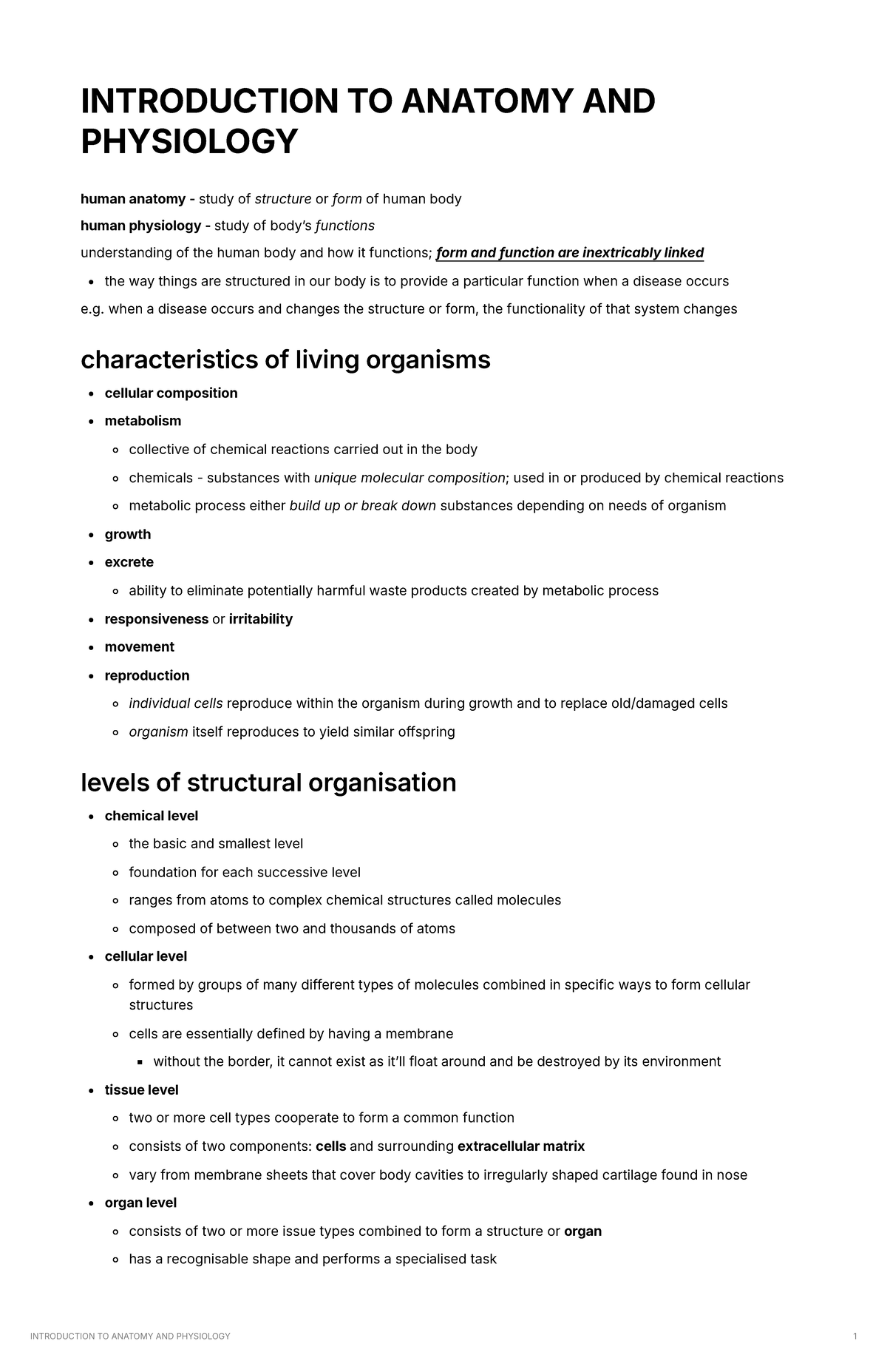 Introduction TO Anatomy AND Physiology - INTRODUCTION TO ANATOMY AND ...