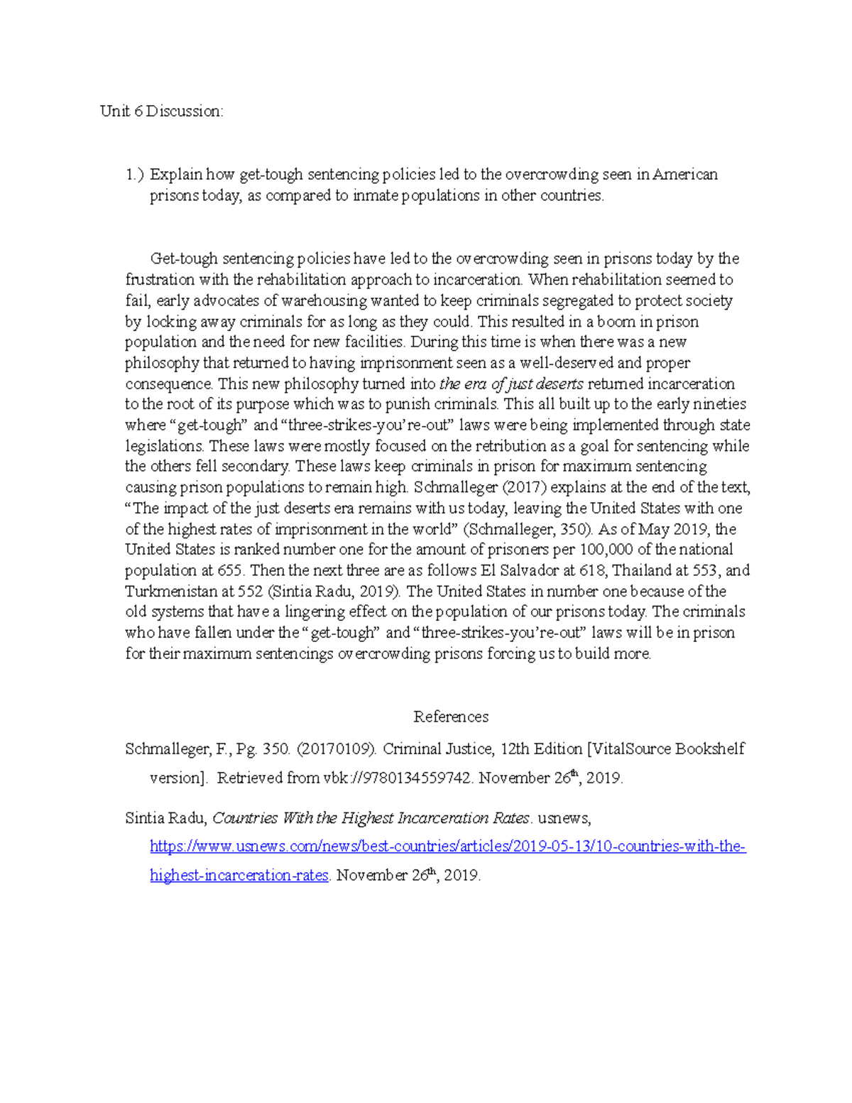 Unit 6 Discussion - Unit 6 Discussion: 1.) Explain how get-tough ...