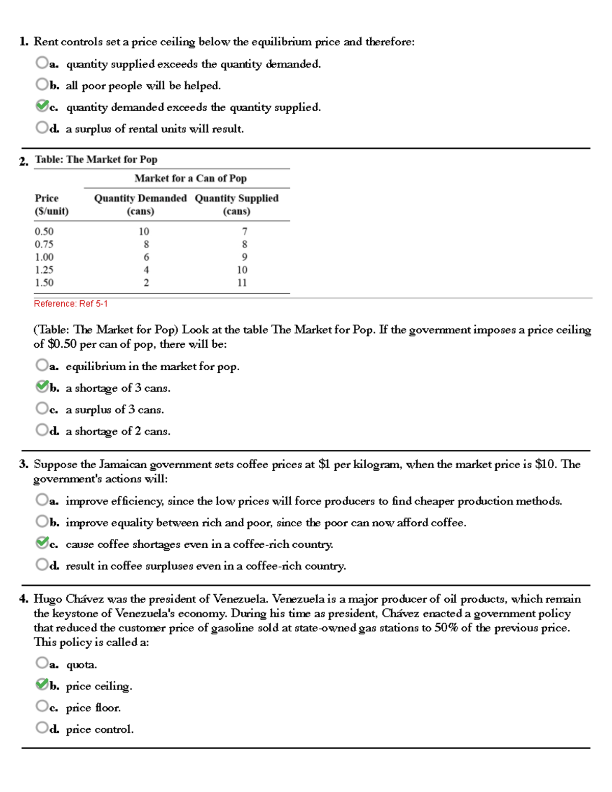 ECN104 Problem Set 5 - PS5 Answers - Rent controls set a price ceiling below the equilibrium ...