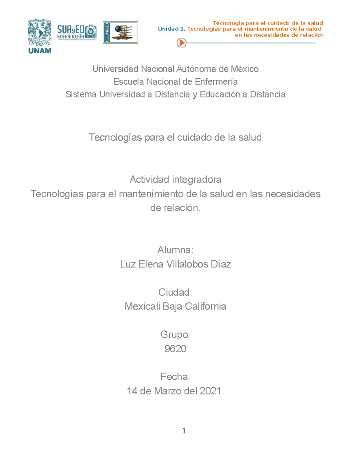 Unidad 3 TECNOLOGIAS PARA EL CUIDADO DE LA SALUD - Tecnología para el ...