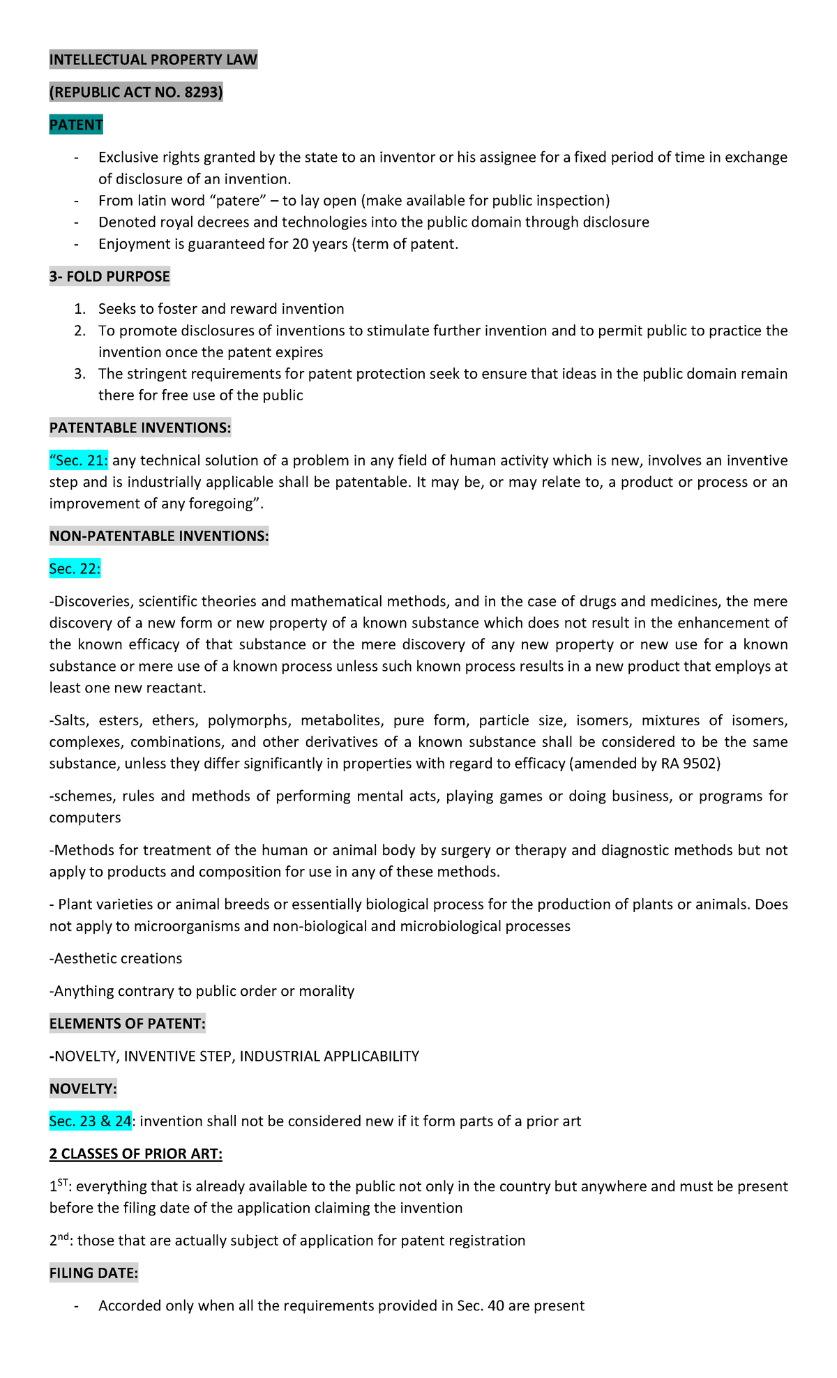 Intellectual Property LAW OR RA 8293 - INTELLECTUAL PROPERTY LAW ...