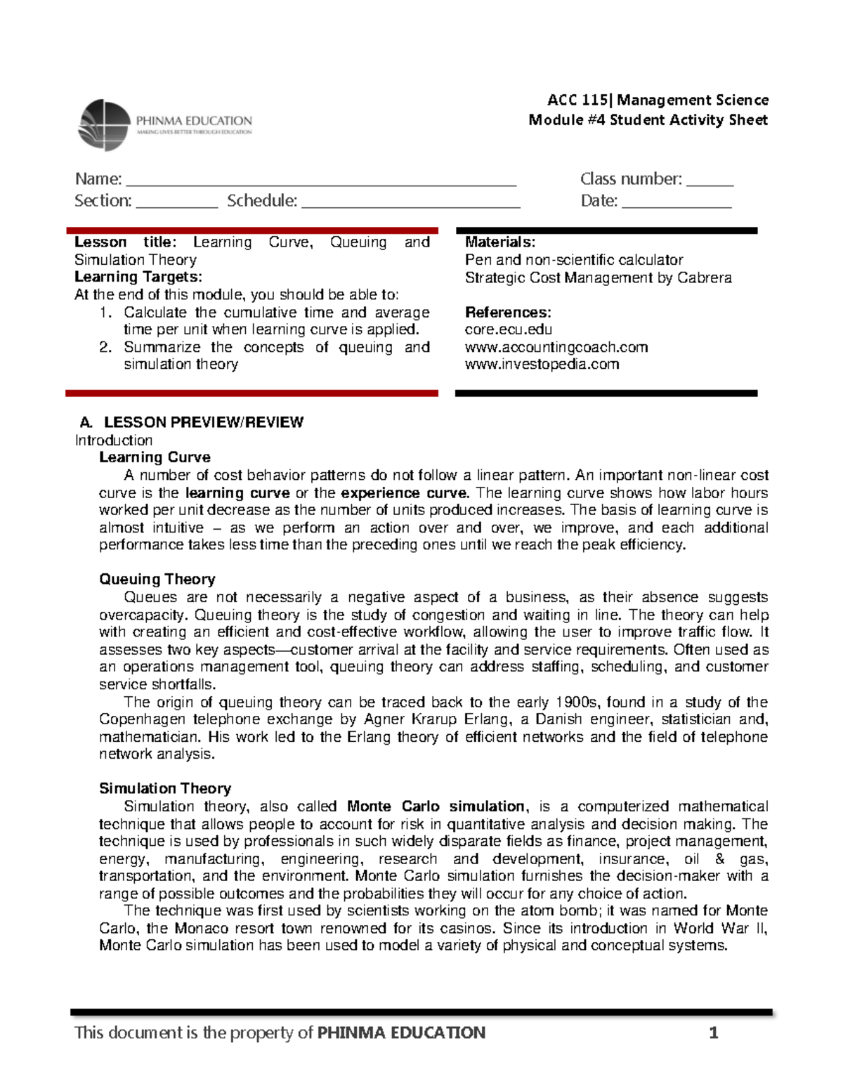 SAS#4-ACC115 - Module #4 Student Activity Sheet Name: - Studocu